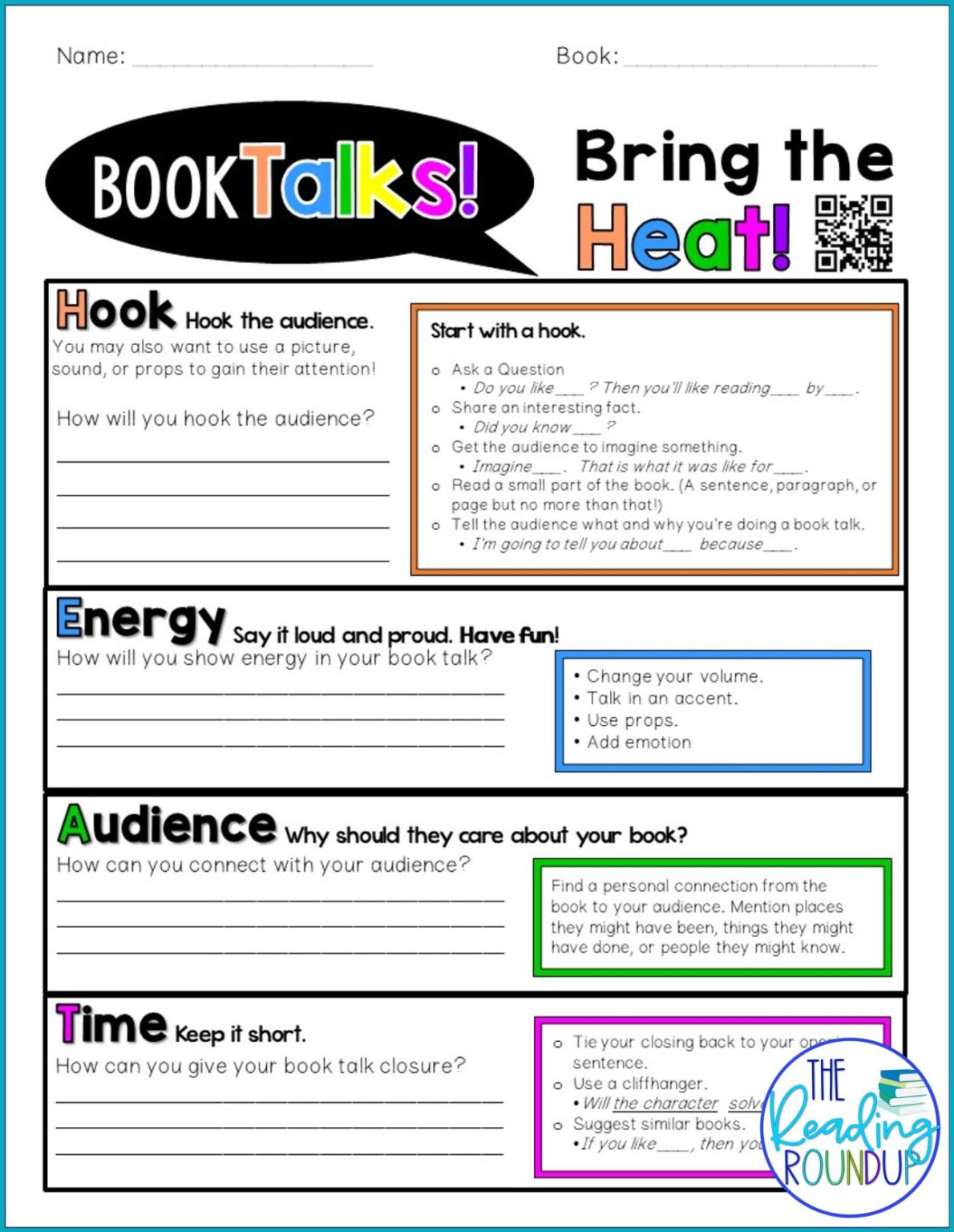 A Free Book Talk Template For More Engaged Readers! | The Reading Roundup