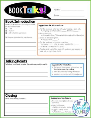A Free Book Talk Template For More Engaged Readers! | The Reading Roundup